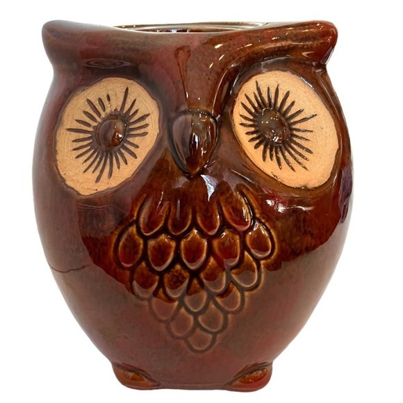 Unknown | Accents | Large Ceramic Owl Brown Indooroutdoor Votive Candle ...